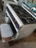 China Industrial 6-Burner Freestanding Gas Stove with Oven - 35.8KW to 56KW Power, 1200x900mm Dimensions for sale