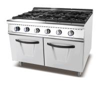 China Commercial 6-Burner Floor Standing Gas Stove 43.8KW LPG 1200x900mm with Safety Cabinet for sale