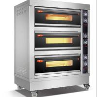 China 3 Deck Commercial Electric Pizza Oven 380V 13.2kW-37.8kW with 3-12 Tray Capacity for Bakeries for sale
