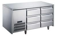 China Industrial Worktable Refrigerator 230-437L Capacity 220V Commercial Kitchen Equipment with Stainless Steel Surface for sale
