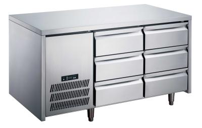 China Industrial Worktable Refrigerator 230-437L Capacity 220V Commercial Kitchen Equipment with Stainless Steel Surface for sale