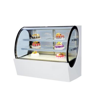 China 115L Commercial Cake Display Showcase 900-1500mm Glass Cabinet with 3-10°C Temperature Control and 110/220V Options for sale