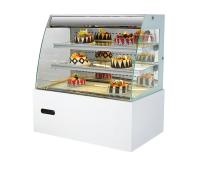 China Curved Horizontal Glass Cake Display Refrigerator 900-2000mm Width with Danfoss Compressor for Supermarkets for sale
