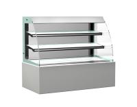 China Curved Horizontal Glass Cake Display Refrigerator 900-2000mm Width with Danfoss Compressor for Supermarkets for sale