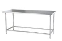 China 201 Stainless Steel Kitchen Work Table 1200mm Wide with Undershelf Storage and 90mm Backsplash for sale