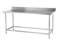China 201 Stainless Steel Kitchen Work Table 1200mm Wide with Undershelf Storage and 90mm Backsplash for sale