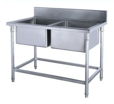 China Commercial Stainless Steel Double Sink Work Table 1.2mm Top 38mm Legs for sale