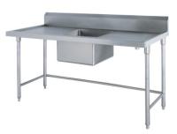 China Commercial Stainless Steel Double Sink Work Table 1.2mm Top 38mm Legs for sale