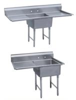 China Commercial Stainless Steel Double Sink Work Table 1.2mm Top 38mm Legs for sale