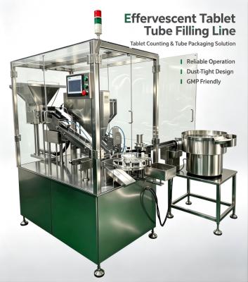 China 3kW Effervescent Tablet Tube Filling Machine Integrated CE Labeling Production Line for sale