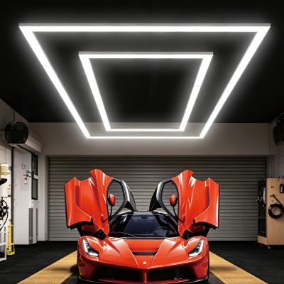 China 340W LED Hexagon Light Modular Ceiling Lighting System for Garage Gym Workshop Office Connectable Honeycomb LED Hex Light Panels for sale