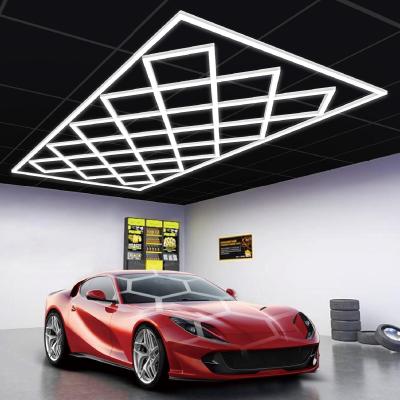 China LED Hexagon Light Modular Ceiling Lighting System for Garage Gym Workshop Office Connectable Honeycomb LED Hex Light Panels for sale