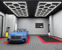 China 624W LED Hexagon Light Modular Ceiling Lighting System for Garage Gym Workshop Office Connectable Honeycomb LED Hex Light Panels for sale