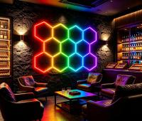 China RGB LED Hexagonal Light Modular Honeycomb Panels Suitable for Garage Gym Workshop and Office Stylish Lighting Solutions for sale