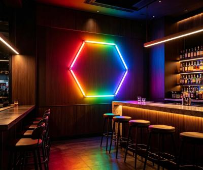 China RGB LED Hexagon Light Modular Ceiling Lighting System for Garage Gym Workshop Office Connectable Honeycomb LED Hex Light Panels for sale