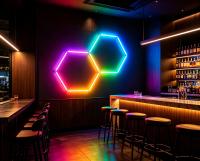 China LED Hexagonal Light RGB Modular Honeycomb Ceiling System Offering Flexible Installation Options for Garage Gym Workshop and Office for sale