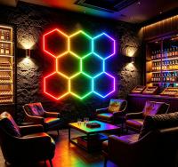 China Modular LED Hexagonal Light RGB Honeycomb Ceiling Panels for Versatile Lighting in Garage Gym Workshop and Office Spaces for sale