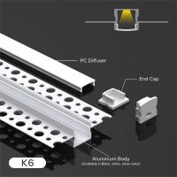China Led Light Strips Aluminium Channel With Pc Cover K6 Recessed Drywall Plaster Gypsum Led Aluminum Profile K&C for sale