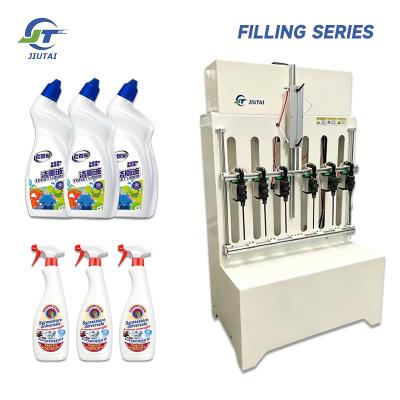 China Toilet Cleaner Detergent Corrosion Resistant Liquid Filling Equipment Semi Automatic Gravity Flow Filling Machine for sale
