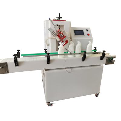 China Automatic 2 Head Pet Bottle Bleach and Toilet Cleaner Liquids Filling Machine with Convey Line for sale