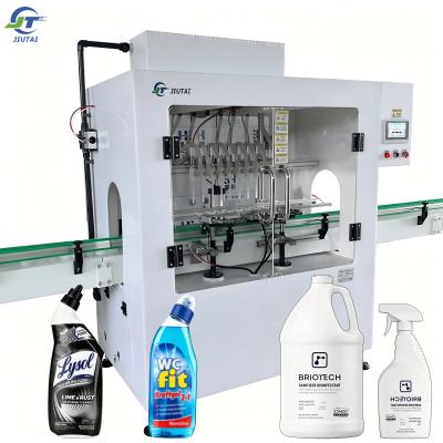 China Automatic Conveyor Detergent Chemical Acid Toilet Cleaner PET Plastic Bottle 8 Nozzles Corrosive Liquid Filling Machine for sale
