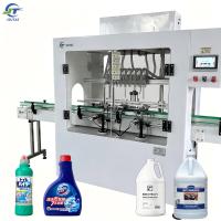 China Full Automatic Acids Chemical Liquid 1000ml 8 Head Plastic Bottle Toilet Bowl Cleaner Filling Machine with Conveyer Belt for sale