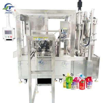 China High Accuracy Liquid Mayonnaise 100-1000ml Pouch Filling Capping Line Machine With Sewing for sale