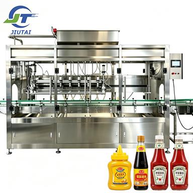 China Professional Smooth Yellow Mustard Paste Mild Spice Condiment Packing Automatic Tracking Gear Pump Filling Machine for sale