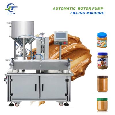 China Automatic 4000BPH Large Particles Peanut Butter Sauce Glass Bottle Volumetric Rotor Pump Viscous Liquid Filling Machine for sale