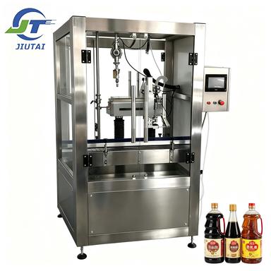 China Industrial Vinegar Soy Sauce Food Grade Liquid Non Foaming Automatic Single Head Tracking Vacuum Filling Machine for sale