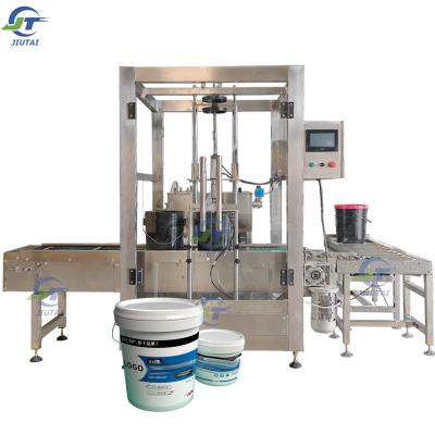 China Automatic Liquid Weighing Filling Machine 20L Plastic Bucket Viscous Material Agrochemical Disinfectant Diaphragm Conveyor for sale