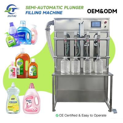 China CE Certified Semi-Automatic Piston Type Filling Machine for Thick Liquids for Laundry Detergent, Dish Soap, Shampoo for sale