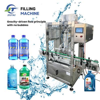 China Full Automatic Linear Straight Line Anti-foam Linear Gravity Filling Machine for Glass Water Antifreeze Shampoo Dish Soap for sale