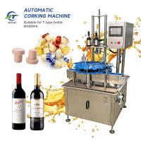 China Automatic T-Cork Push Capper T Shape Corking Stopper Gin Wine Whisky Liquor Bottle Plug Cork Capping Pressing Machine for sale