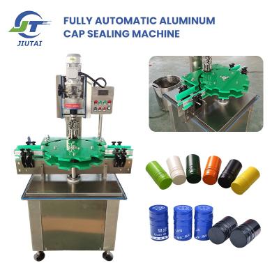 China Aluminum Cap Glass Bottle 28/15mm 25mm Vodka Olive Oil Screw Lid Sealing Automatic Ropp Capping Machine With Cap Feeder for sale