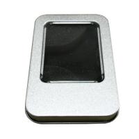 China Small Silver Rectangular Tin Box Can With Window Lid For Electric Equipments for sale