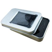 China Small Silver Rectangular Tin Box Can With Window Lid For Electric Equipments for sale