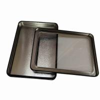 China Plastic Clear Window Rectangular Tin Container With Transparent Lid for sale