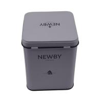 China Customized Matt Varnish Square Tin Box With Hinged Lid Tea Tin Canister for sale