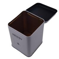 China Customized Matt Varnish Square Tin Box With Hinged Lid Tea Tin Canister for sale