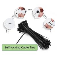 China Durable Using Various 7.6x400mm Black White Multi Color Zip Self Locking Nylon Cable Ties for sale