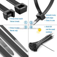 China Durable Using Various 7.6x400mm Black White Multi Color Zip Self Locking Nylon Cable Ties for sale