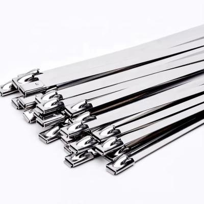 China 400mm Length Stainless Steel Locking Ties 0.3mm Thickness Metal Tie Wrap for sale