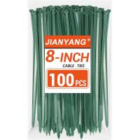 China Green 8 Inch Plastic Cable Zip 45LB Tensile Strength UV Resistant Nylon Plastic Cable Ties for sale
