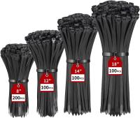 China Heavy-Duty Black Cable Ties with 220 Pounds Tensile Strength and Self-Locking Ratchet Mechanism for sale