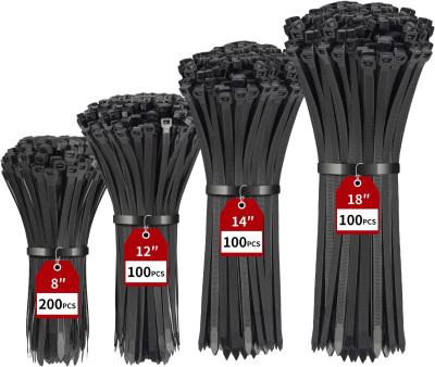 China Heavy-Duty Black Cable Ties with 220 Pounds Tensile Strength and Self-Locking Ratchet Mechanism for sale