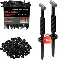 China Nylon Universal Cable Tie Buckle V-Shaped Toothed Double Sided With 100 LBS Tensile Strength With Pin & Button Design Plastic UV Resistant for Cars（120 Pack Black） for sale