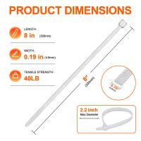 China 8-Inch Transparent Cable Ties with 40LBS Tensile Strength Self-Locking Nylon Zip Ties 100-Piece Set for sale