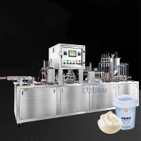 China Automatic pneumatic beverage tea sauce oatmeal ice cream cup bucket filling and sealing packaging machine and date printer for sale