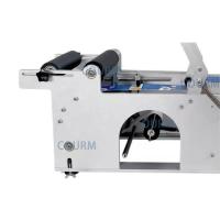 China COUURM semi automatic desktop round plastic bottle cans sticker labeling printing machine with Stainless steel housing for sale